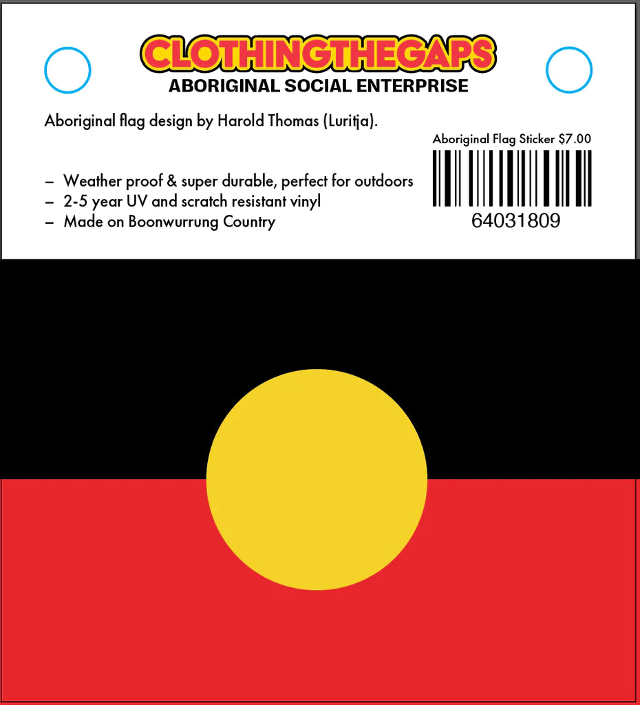 Clothing the Gaps Aboriginal Flag Sticker – Boomalli Shop